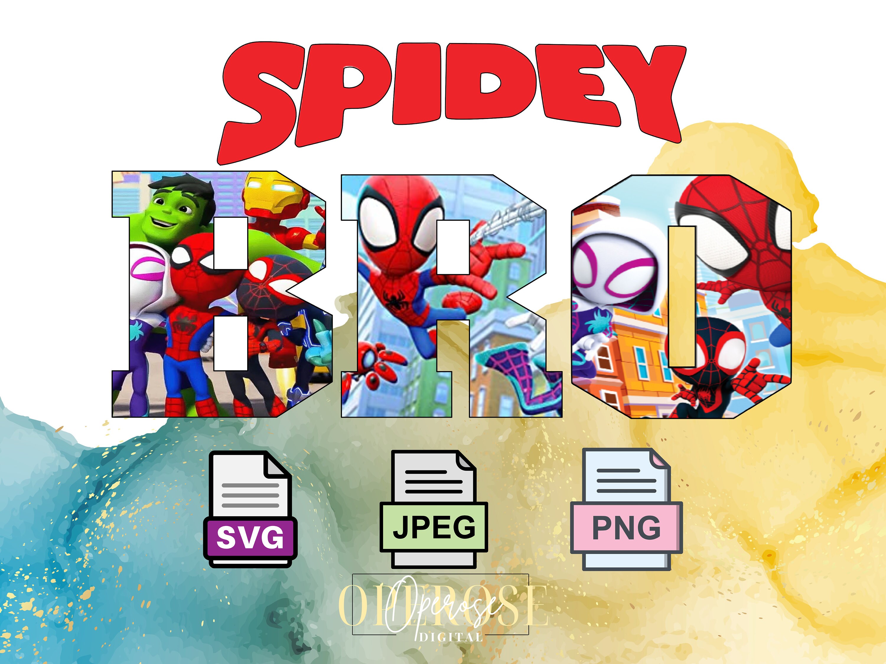 Spidey Bro Tee Design: Spidey & Friends SVG PNG JPEG (digital Download ...