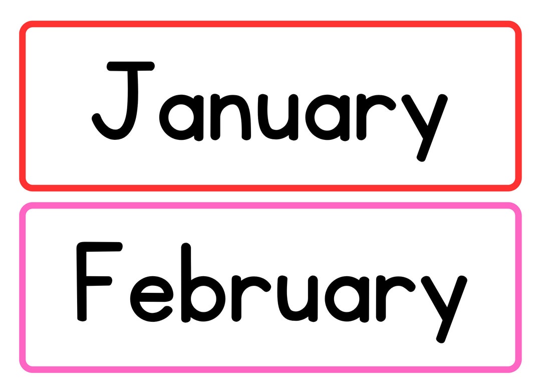 Months of the Year- Cut Outs for Calendar - Etsy Months of the Year- Cut Outs for Calendar - Etsy