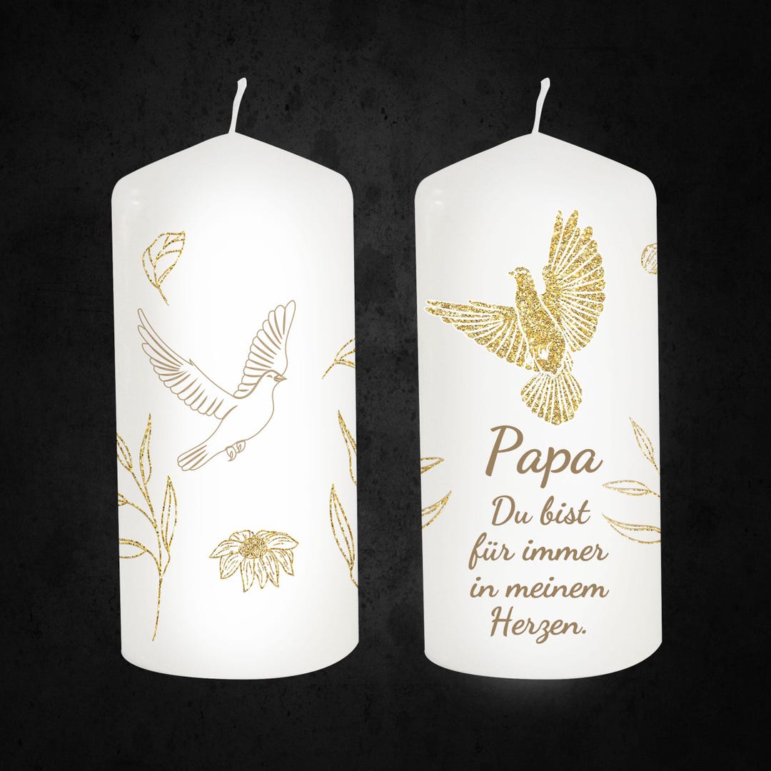 Mourning Candle Dove With Flowers, Elegant Memorial Candle for Loving ...