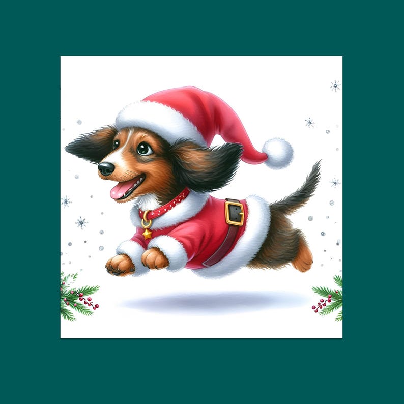 Christmas Dachshund Cliparts, Holiday Greeting Cards (digital Download ...