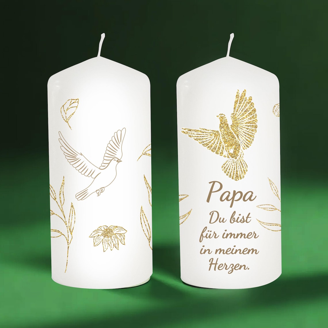 Mourning Candle Dove With Flowers, Elegant Memorial Candle for Loving ...