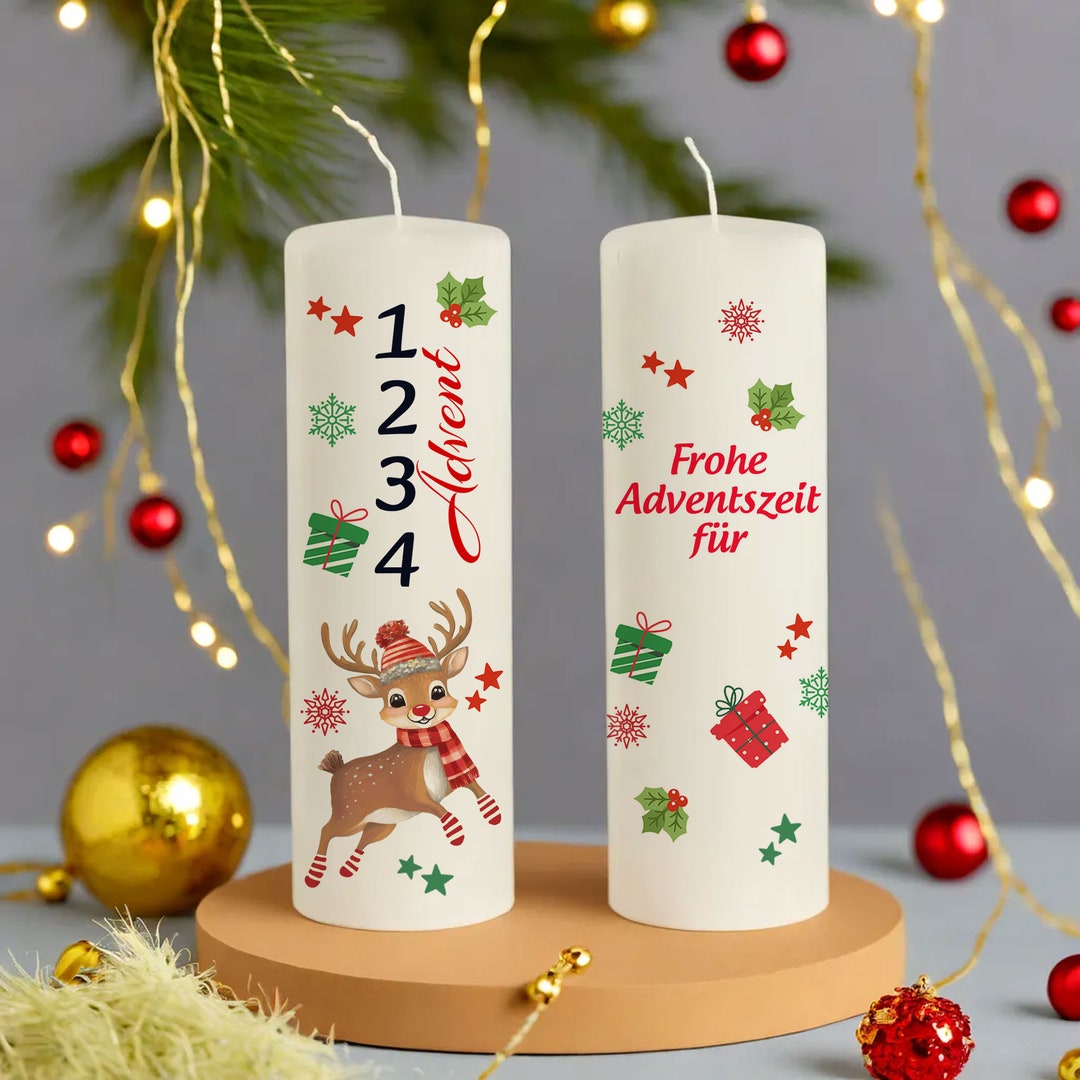 Personalised Advent Candle , Advent Callendar "rudy and Christmas" With ...