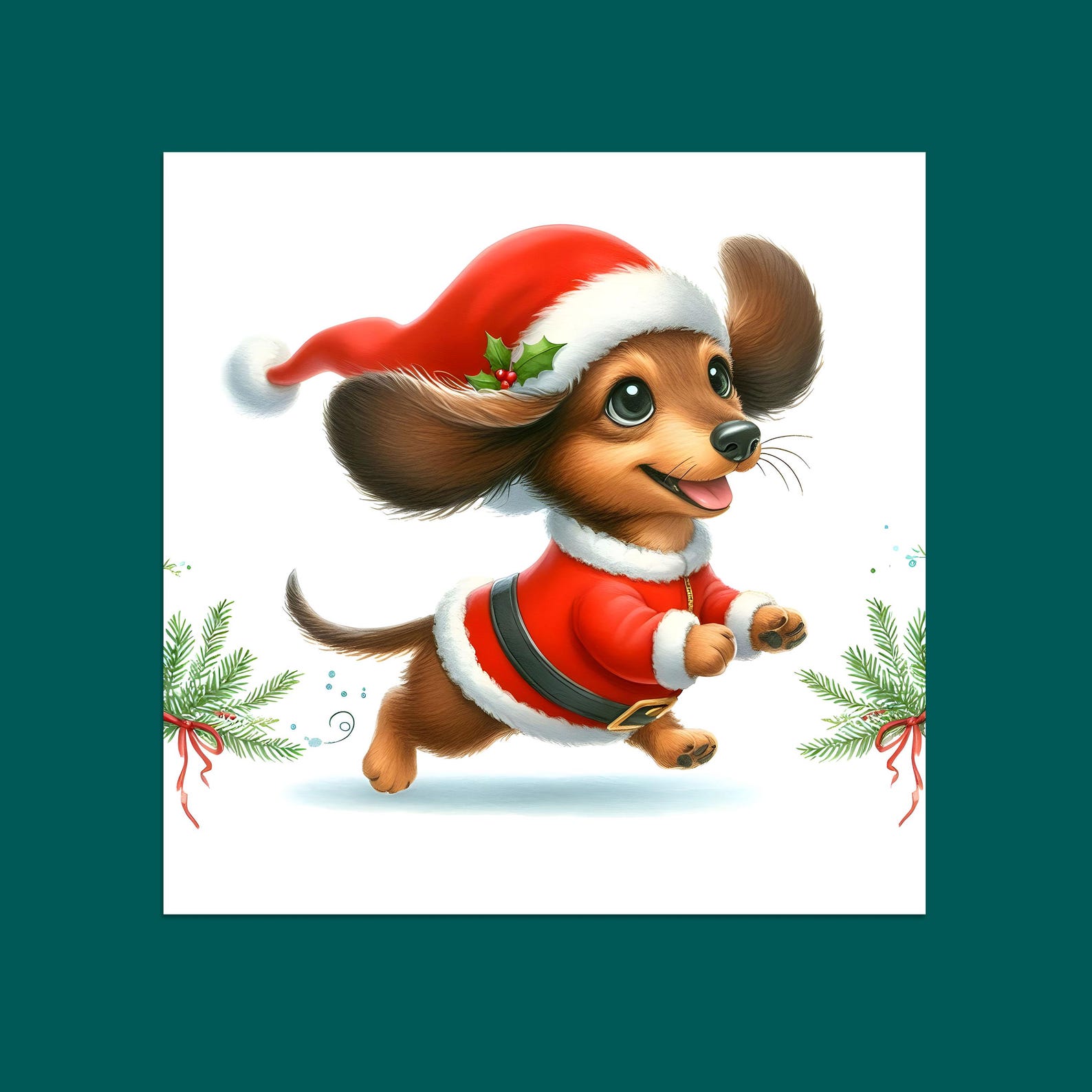 Christmas Dachshund Cliparts, Holiday Greeting Cards (digital Download ...