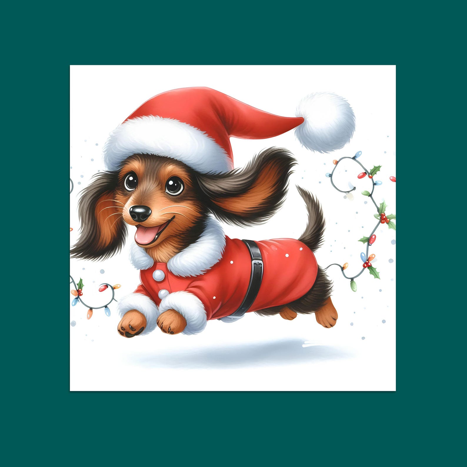 Christmas Dachshund Cliparts, Holiday Greeting Cards (digital Download ...