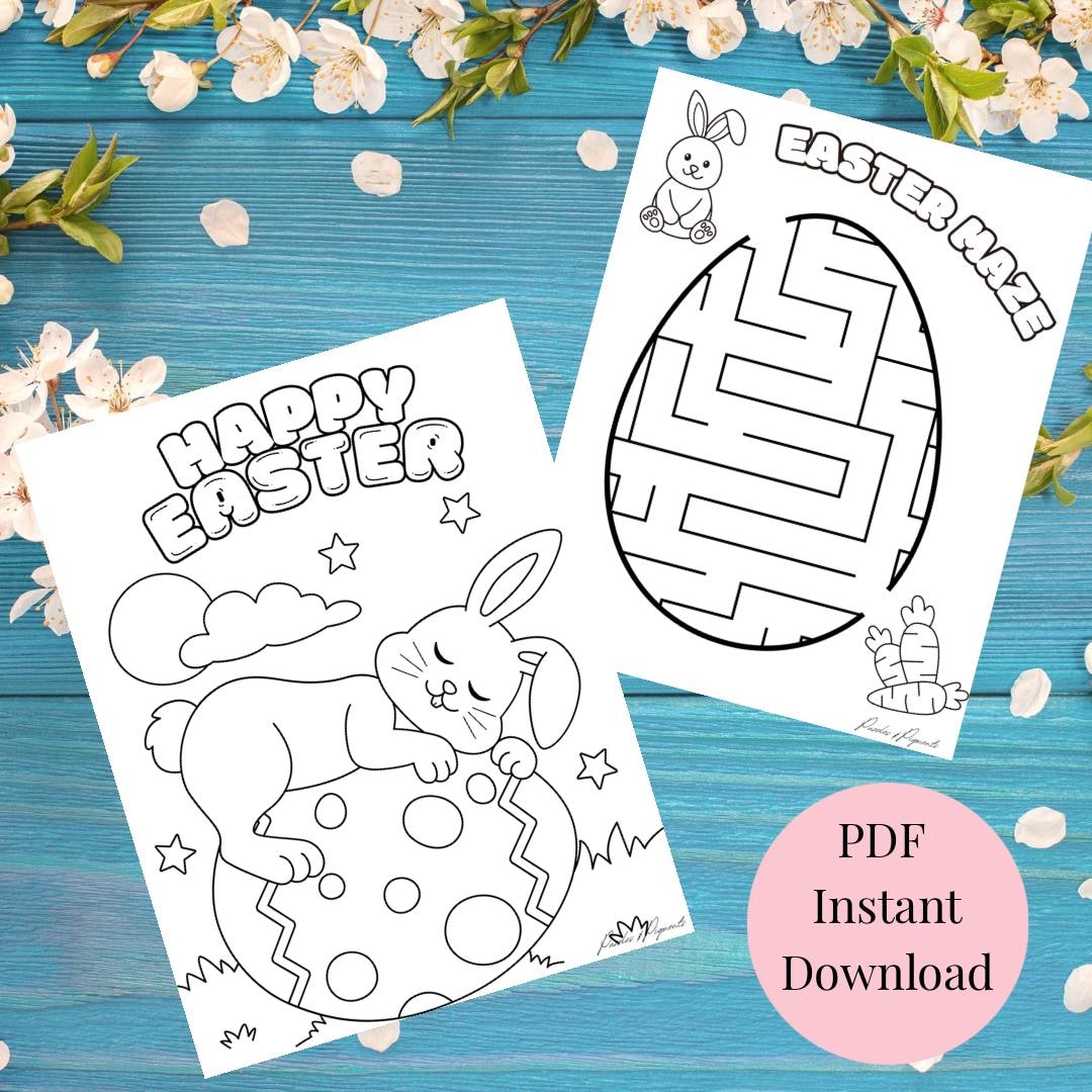 Easter Coloring and Activity Pages - Etsy