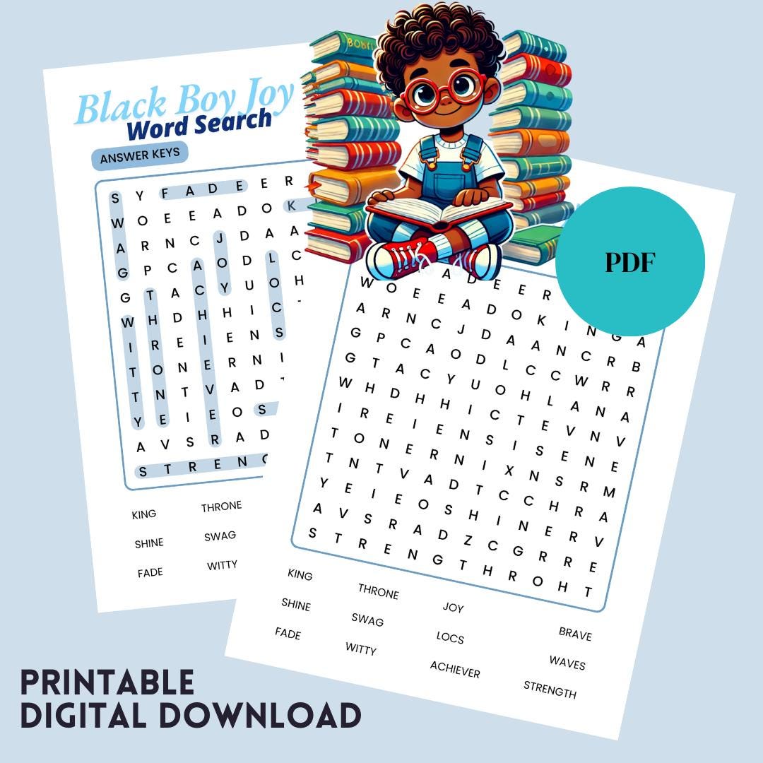 Black Boy Joy Word Search Activity - Etsy