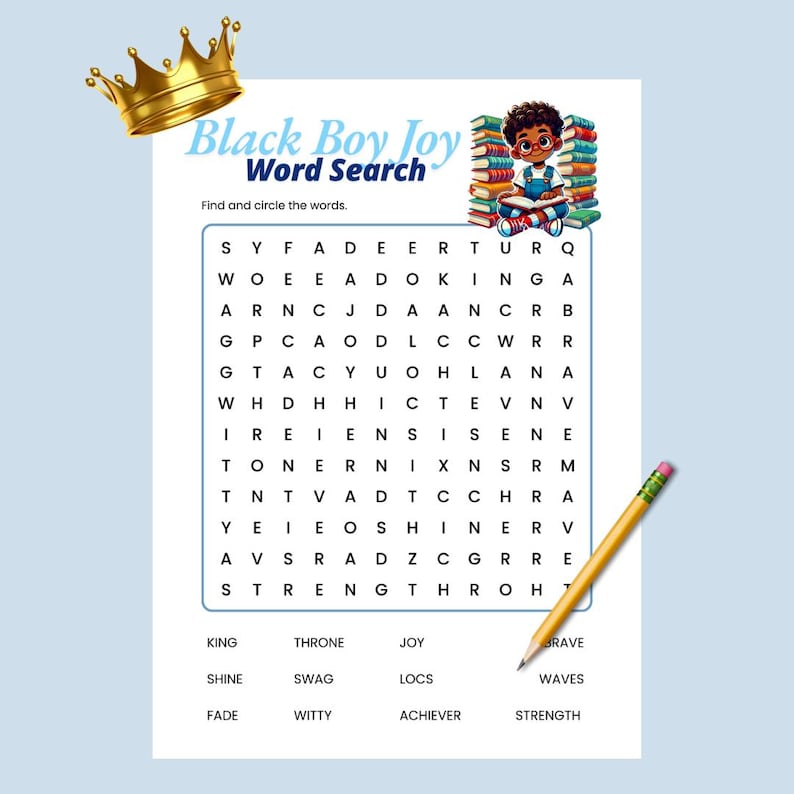 Black Boy Joy Word Search Activity - Etsy