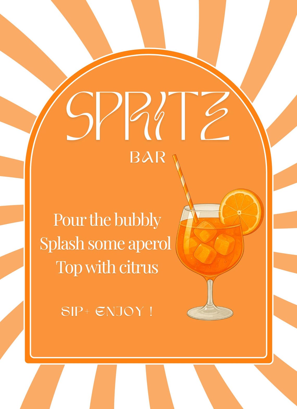 Spritz Bar Sign Aperol Spritz Theme Digital Download Summer Cocktail ...
