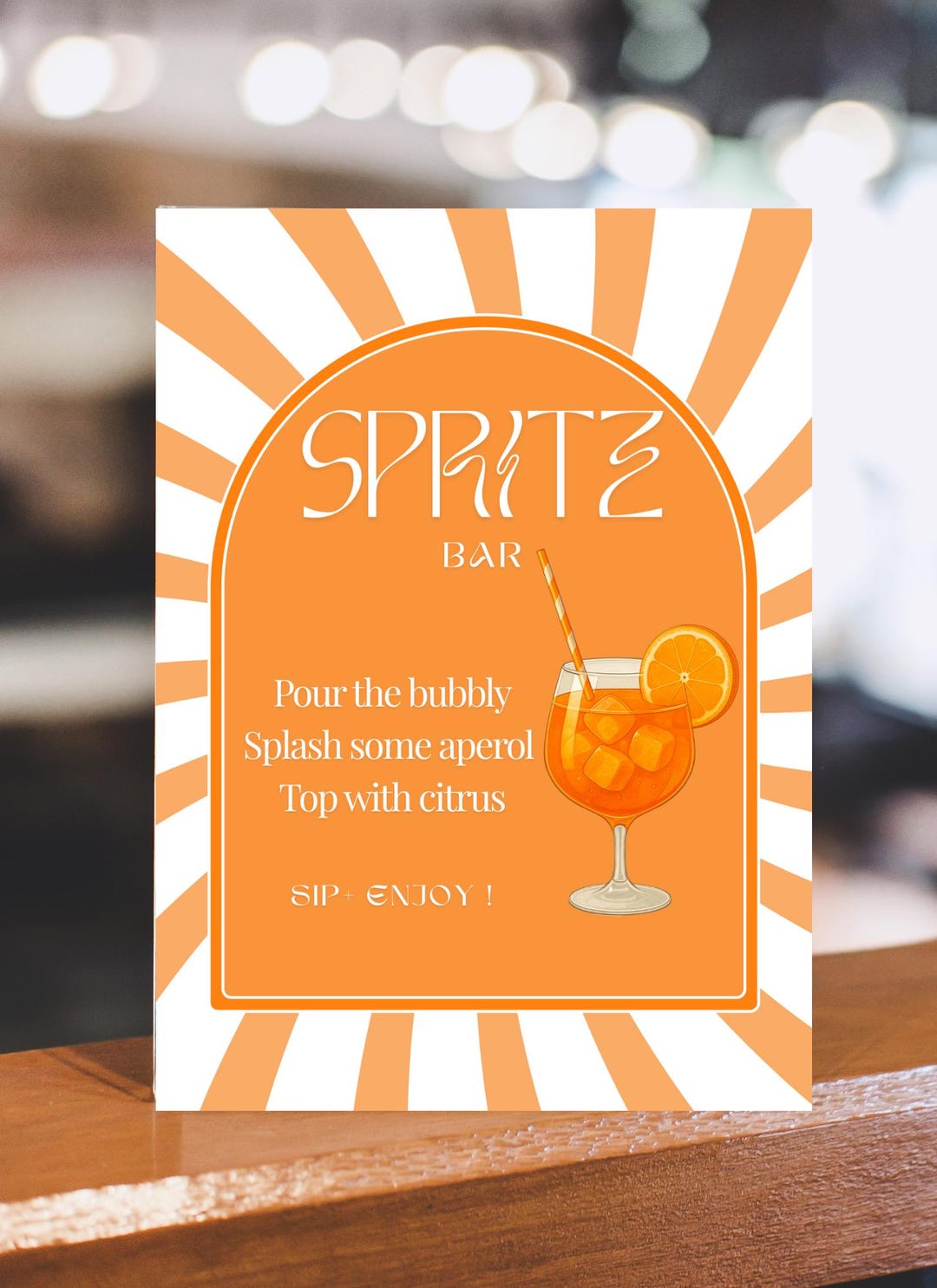 Spritz Bar Sign Aperol Spritz Theme Digital Download Summer Cocktail ...