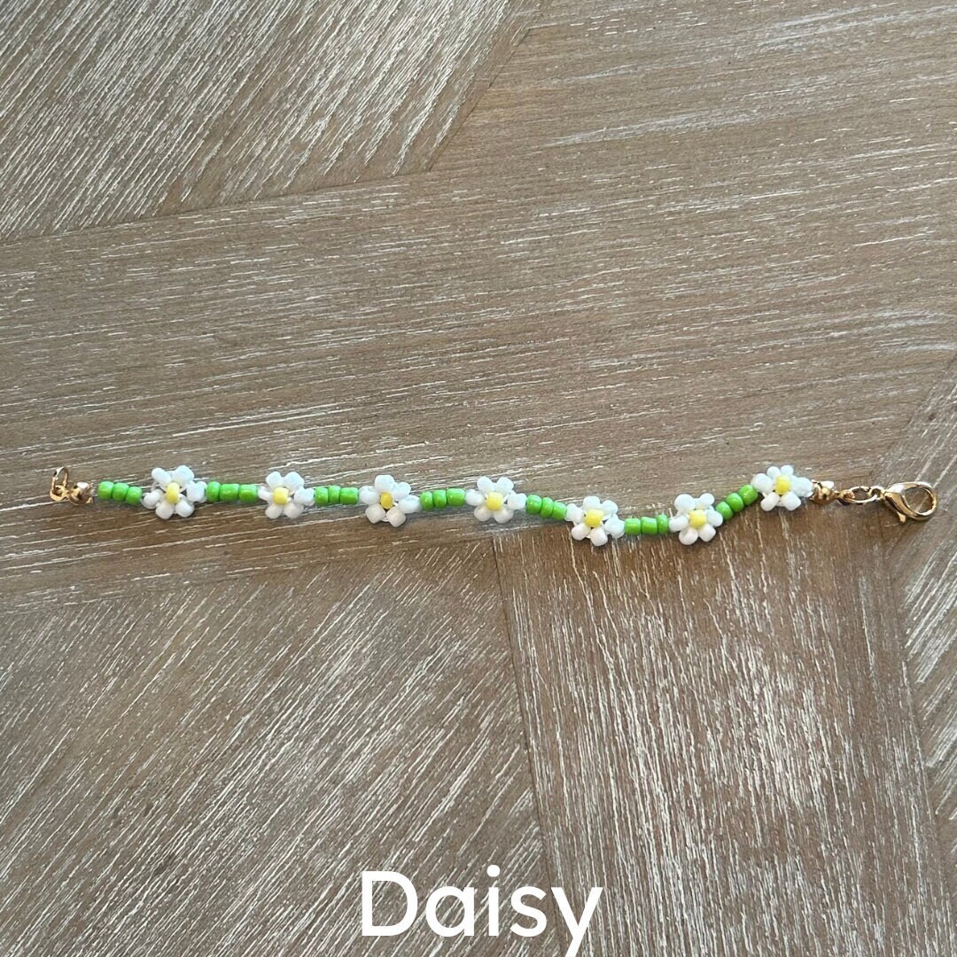 Daisy Flower Seed Bead Bracelet - Etsy