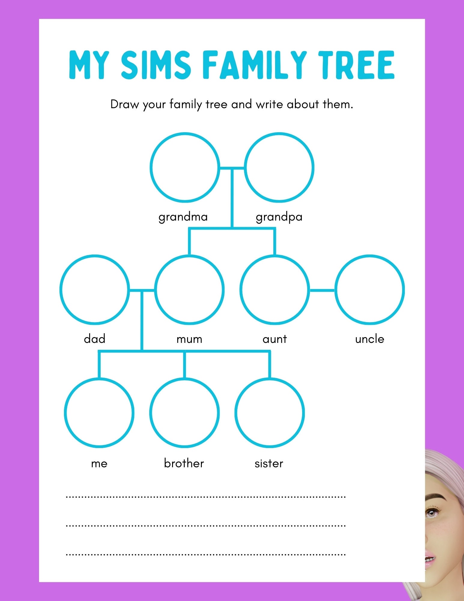My Sims Family Tree Printable - Etsy