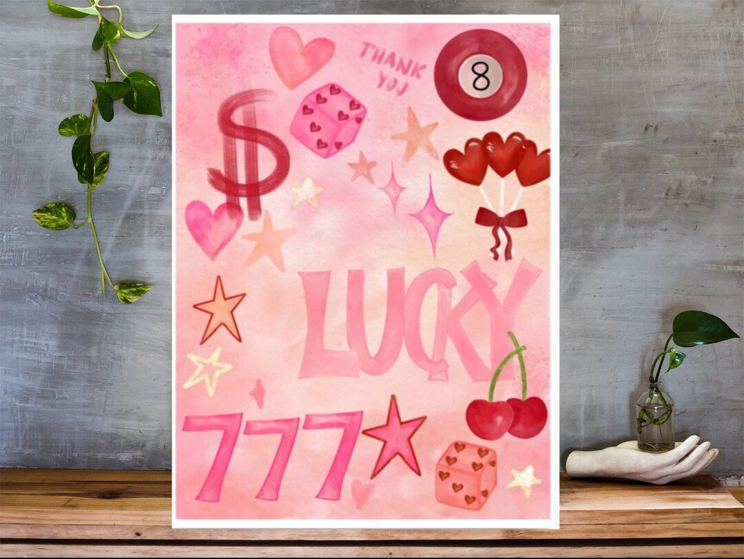 Lucky 777 Matte Poster - Aesthetic Collage - Modern Pop Art - Pink ...