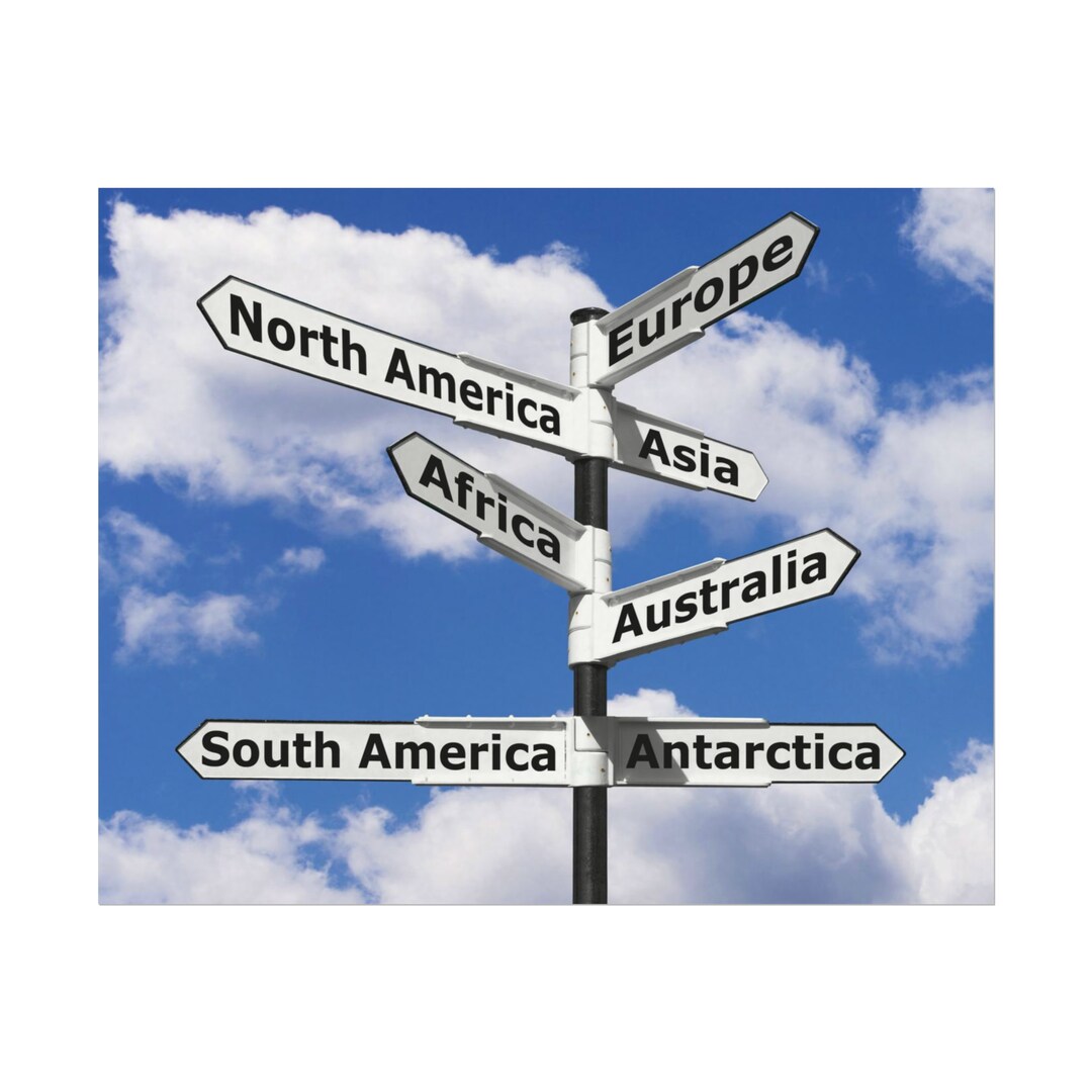 Educational Signpost With Arrows Pointing to the Seven Continents ...