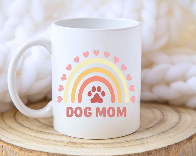 Dog Mom Rainbow Mug Best Gift for Dog Lovers and Pet Parents Unique Cup ...