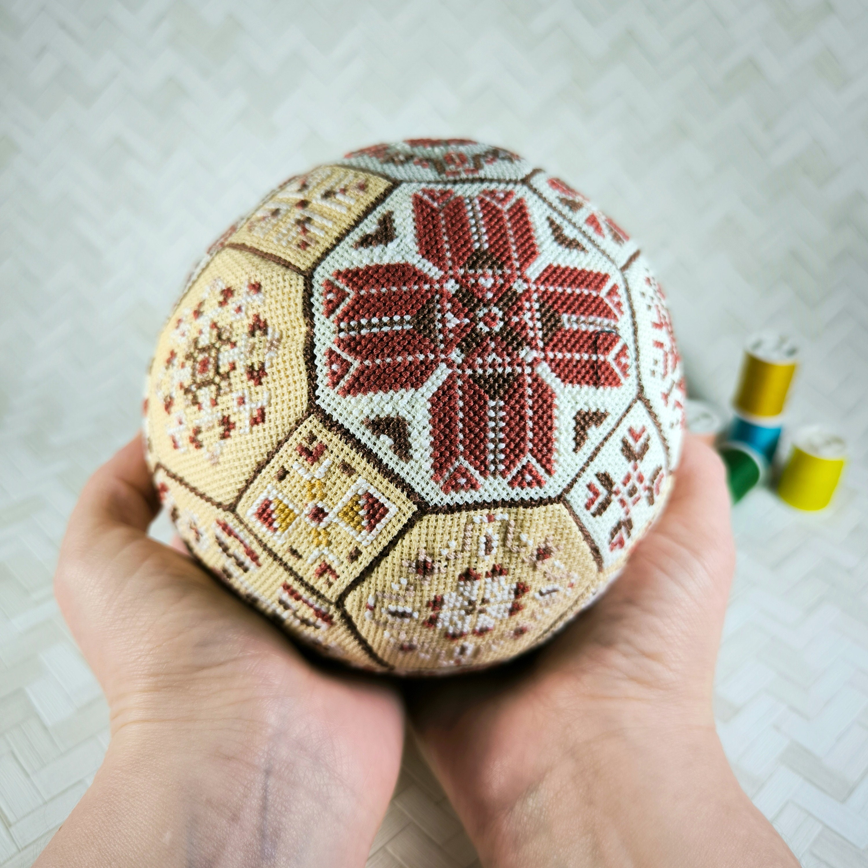 Cross Stitch Quaker Ball Pincushion Large Biscornu One of A Kind ...