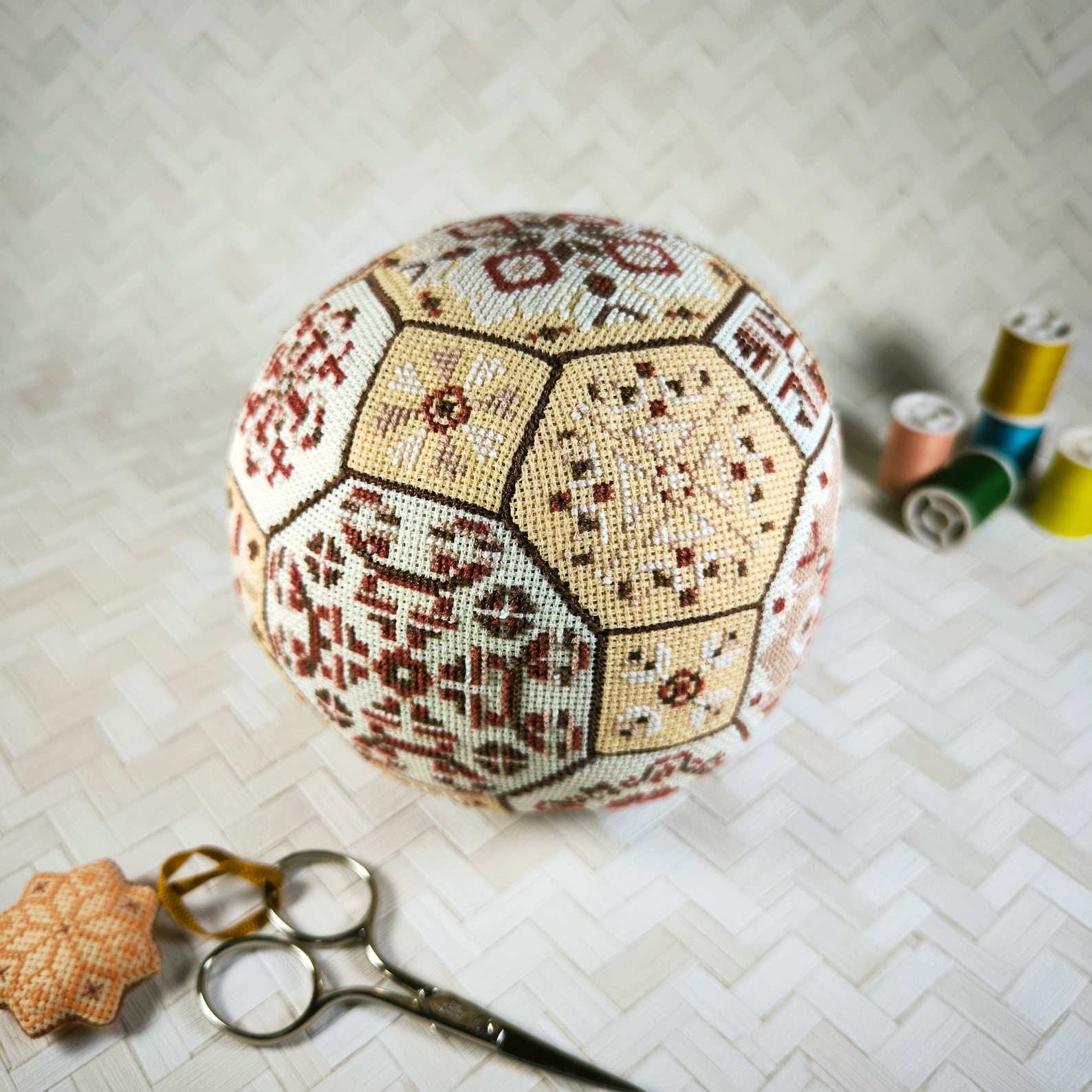 Cross Stitch Quaker Ball Pincushion Large Biscornu One of A Kind ...