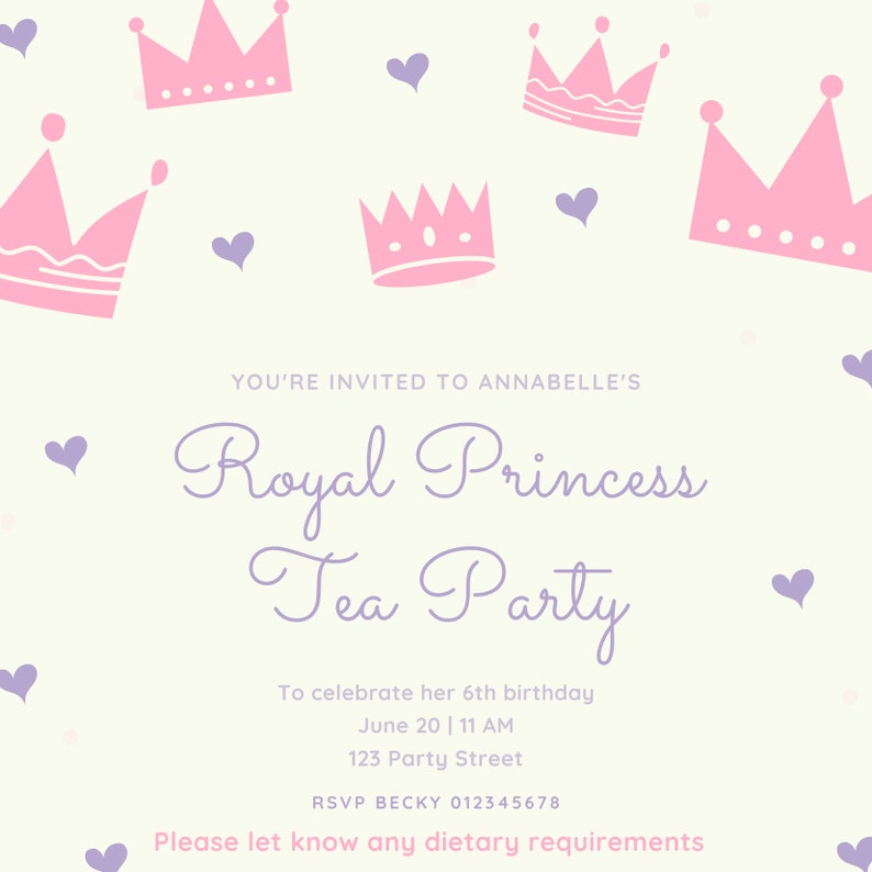 Princess Party Invitation - Etsy