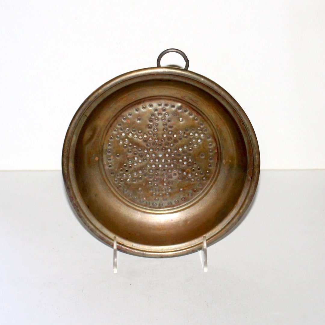 Vintage Copper Strainer Colander Floral Kitchen Decor Rustic French ...