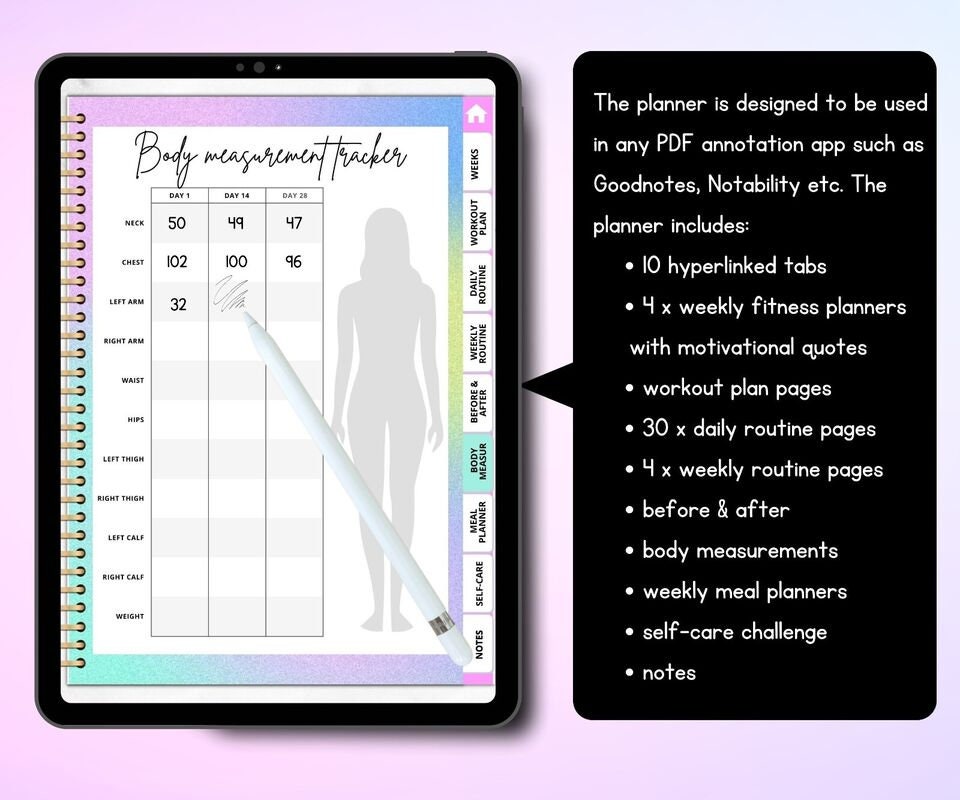 2024 Fitness Planner for Ipad, Goodnotes, Notability, Vertical Planner ...