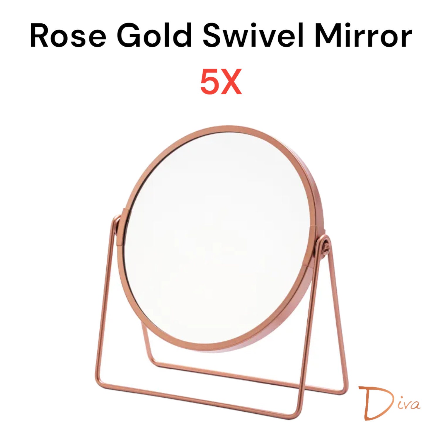 Diva 1x/5x Magnifying Chic Swivel Mirror | Travel-friendly | Premium ...