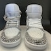 Rhinestone Jordan 1 Mids, White and Silver Custom Rhinestone Sneakers ...