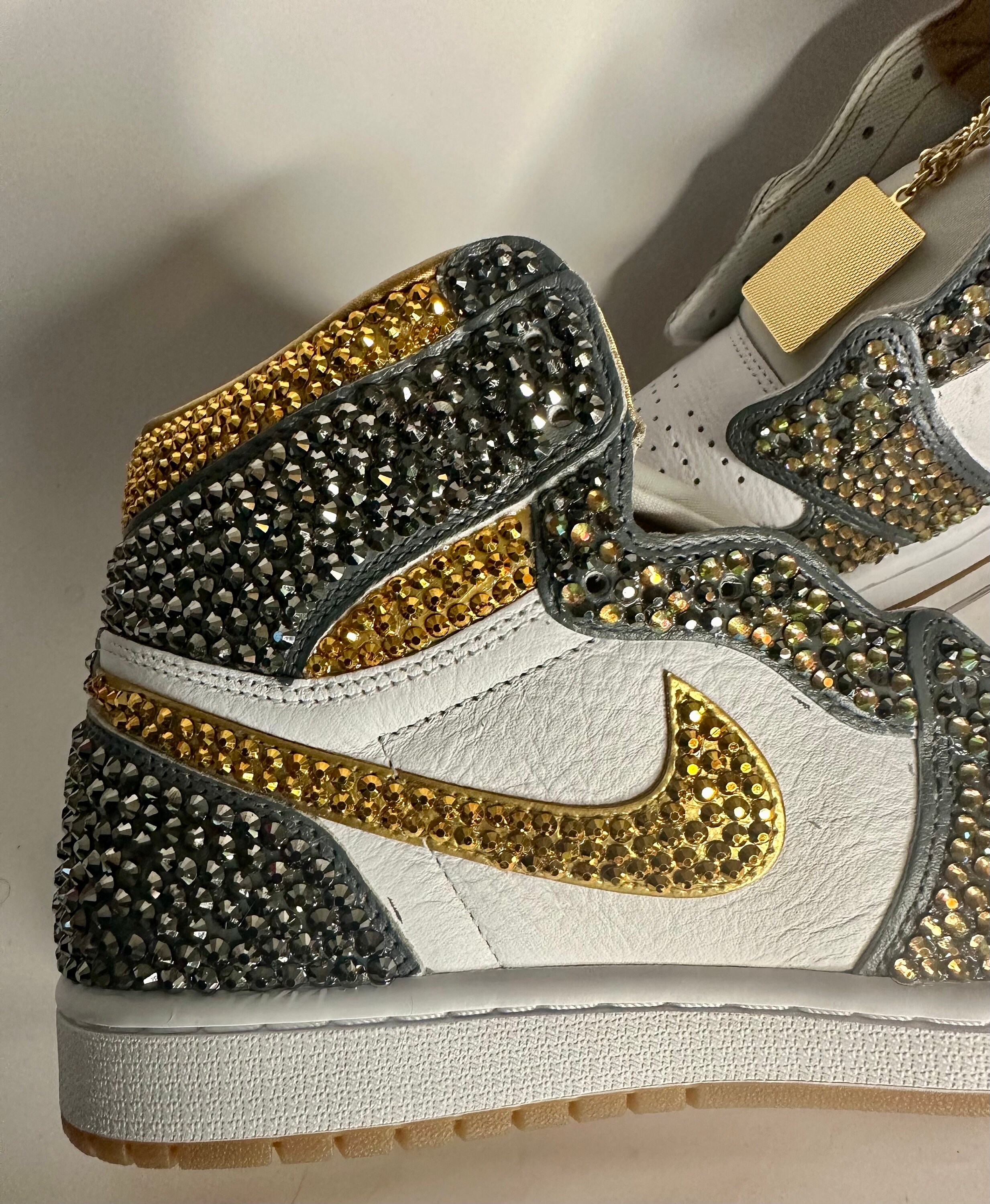 Silver Rhinestone Jordan 1, Custom Bling Sneakers, Bedazzled Nikes - Etsy