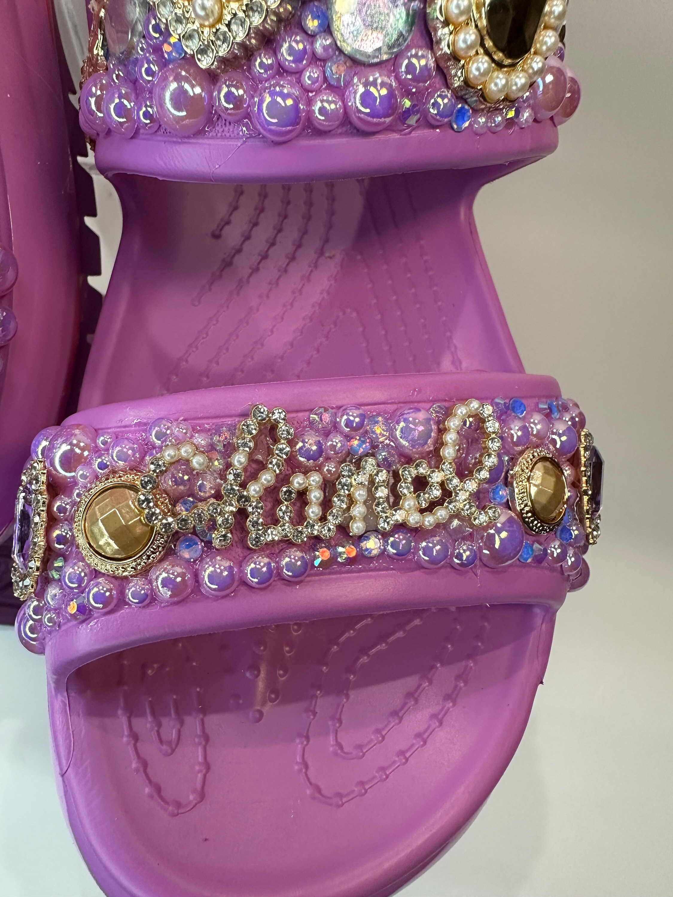 Customized Rhinestone Bling Mega Crush Croc Sandals, Luxury Clogs, Teen ...