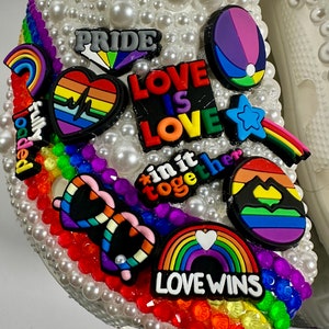 Custom Pride Crocs, Luxury Clogs, LGBTQ, Rainbow Crocs, Bedazzled ...