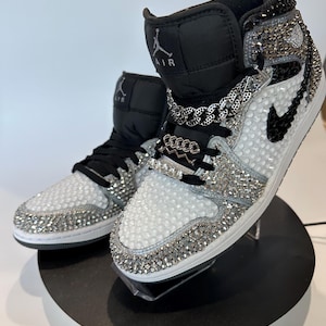 Fully Blinged Jordan 1 Mids- Chrome, Custom Rhinestone Sneakers ...