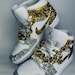 Rhinestone Jordan 1 Mids, Silver & Gold Custom Bling Sneakers ...