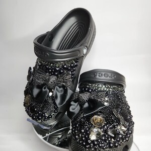 Black Rhinestone Crocs, Handmade Bedazzled Clogs - Etsy
