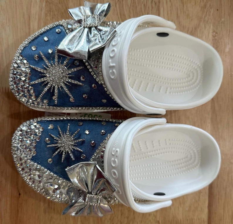 Denim and Diamonds Crocs, Rhinestone Bling Custom Clogs, Bedazzled ...