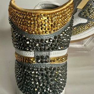 Rhinestone Jordan 1 Mids, Custom Bling Sneakers, Bedazzled Nikes - Etsy