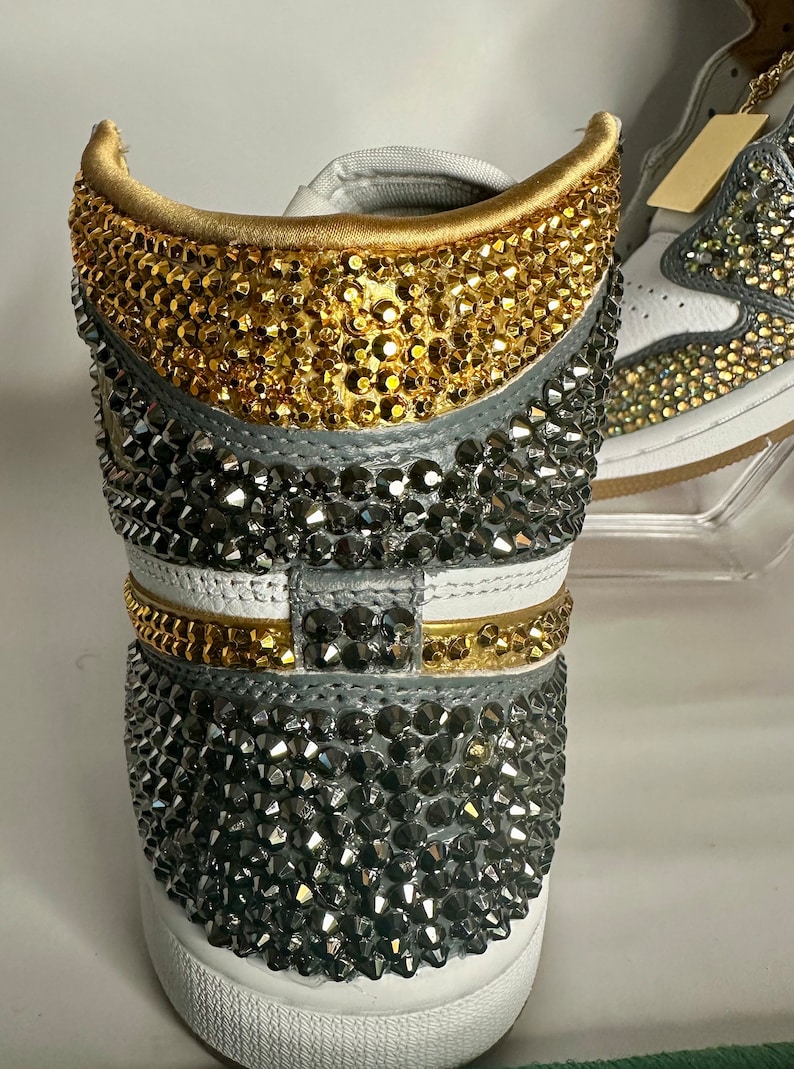 Silver Rhinestone Jordan 1, Custom Bling Sneakers, Bedazzled Nikes - Etsy