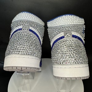 Rhinestone Air Jordan 1 High OG or Mids Blue, Custom Bling Sneakers ...