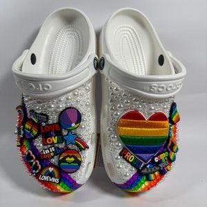 Custom Pride Crocs, Luxury Clogs, LGBTQ, Rainbow Crocs, Bedazzled ...