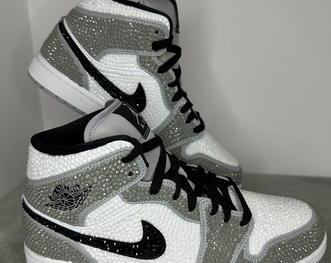 Fully Blinged Jordan 1 Mids, Custom Rhinestone Sneakers, Bedazzled ...