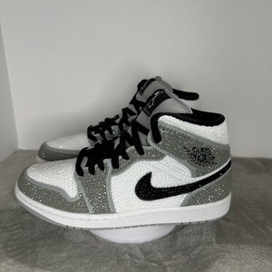 Fully Blinged Jordan 1 Mids, Custom Rhinestone Sneakers, Bedazzled ...