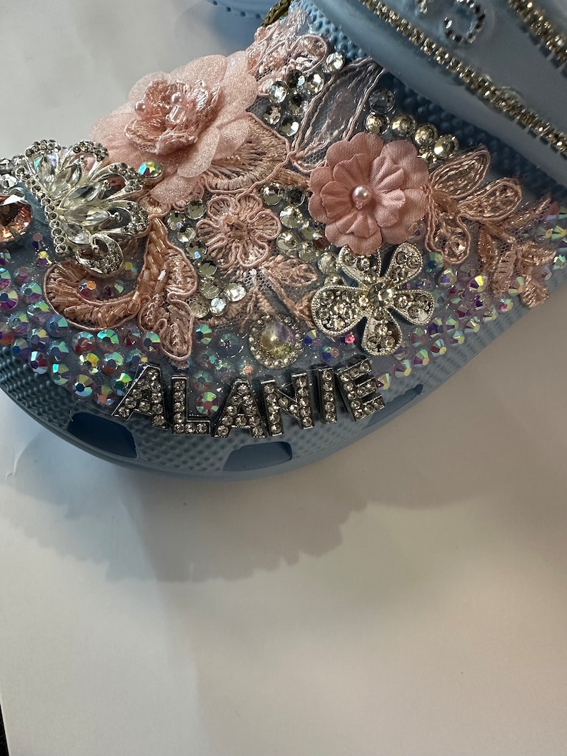 Bling Blue Cinderella Crocs, Custom Rhinestone Luxury Clogs, Custom ...