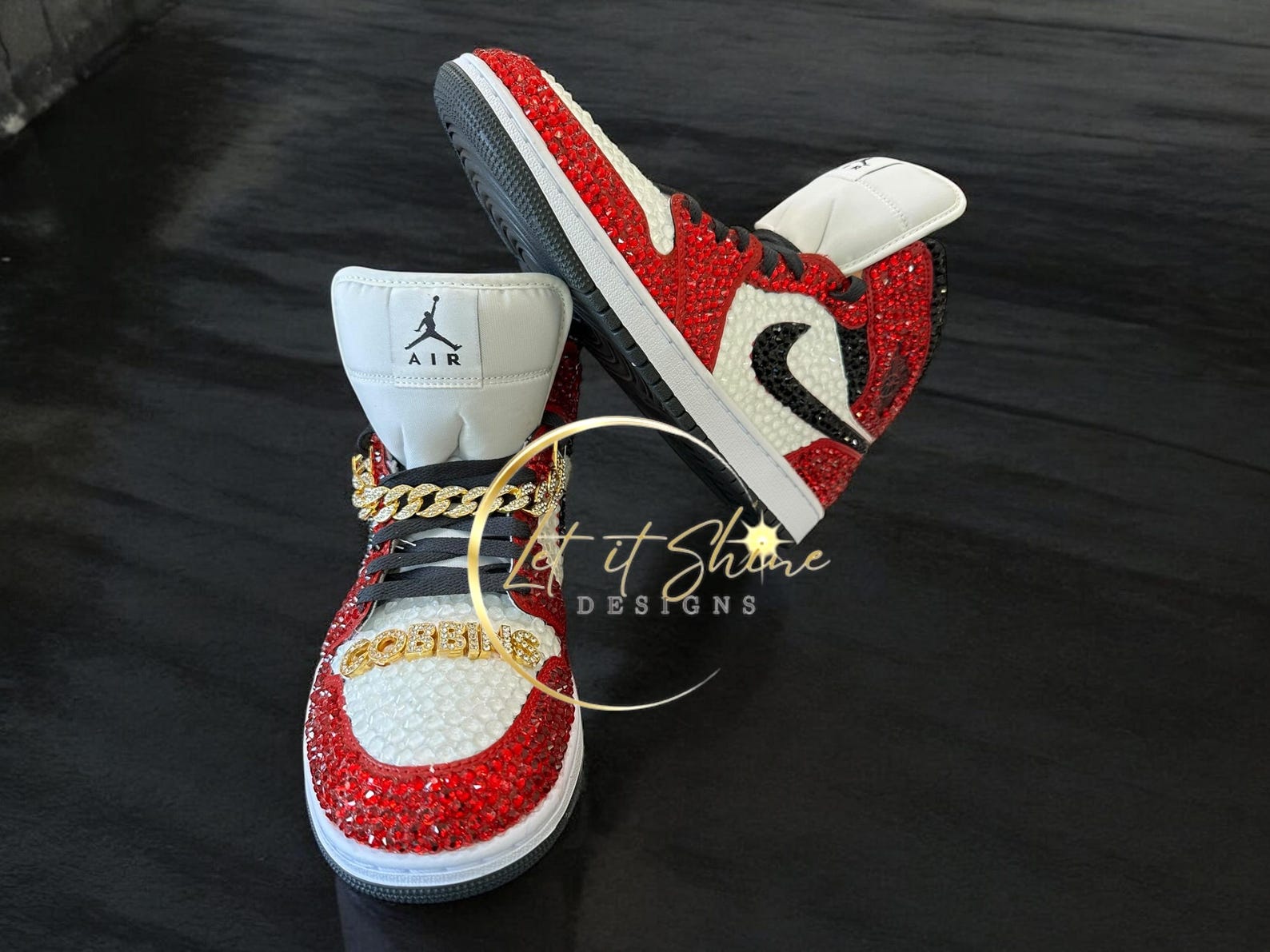 Blinged Rhinestone Air Jordan 1, Chicago Colorway, Bedazzled Sneakers ...
