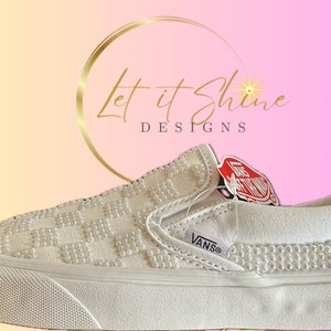 Bejeweled Wedding Vans, Custom Slip on Shoes, Checkerboard Vans ...