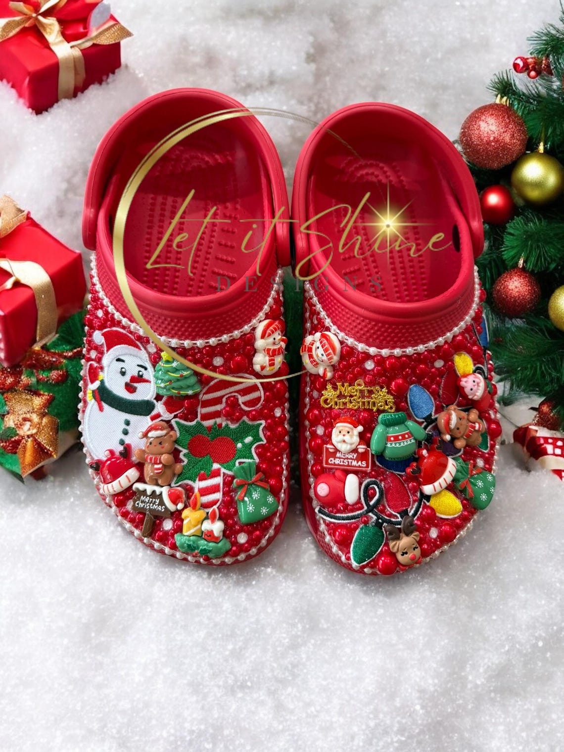 Rhinestone Christmas Crocs, Custom Holiday Clogs - Etsy