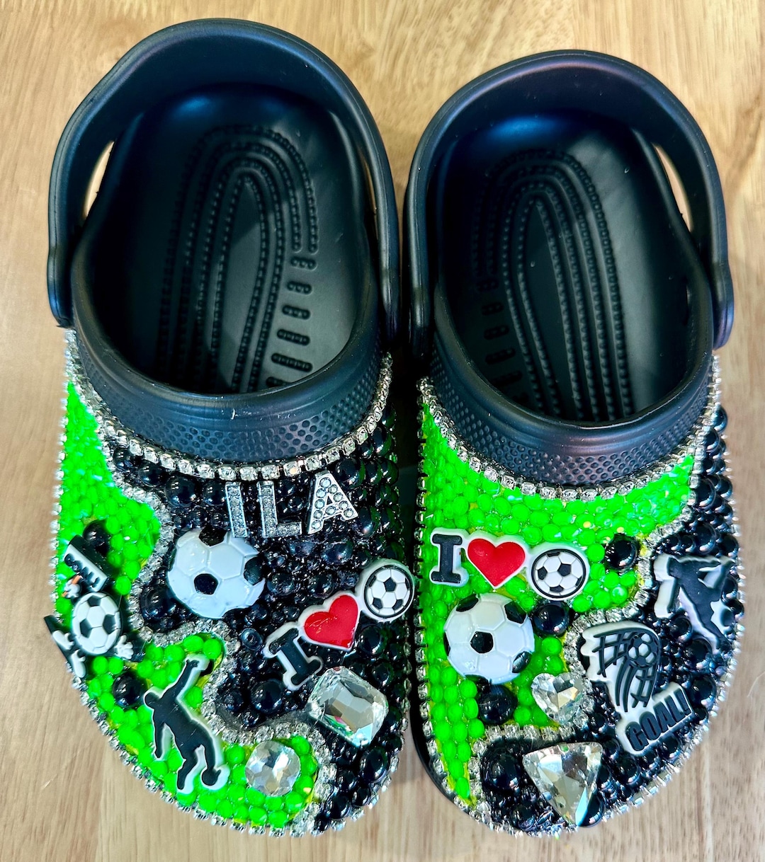 Soccer Crocs, Custom Rhinestone Bling Clogs, Soccer Team Clogs Football ...