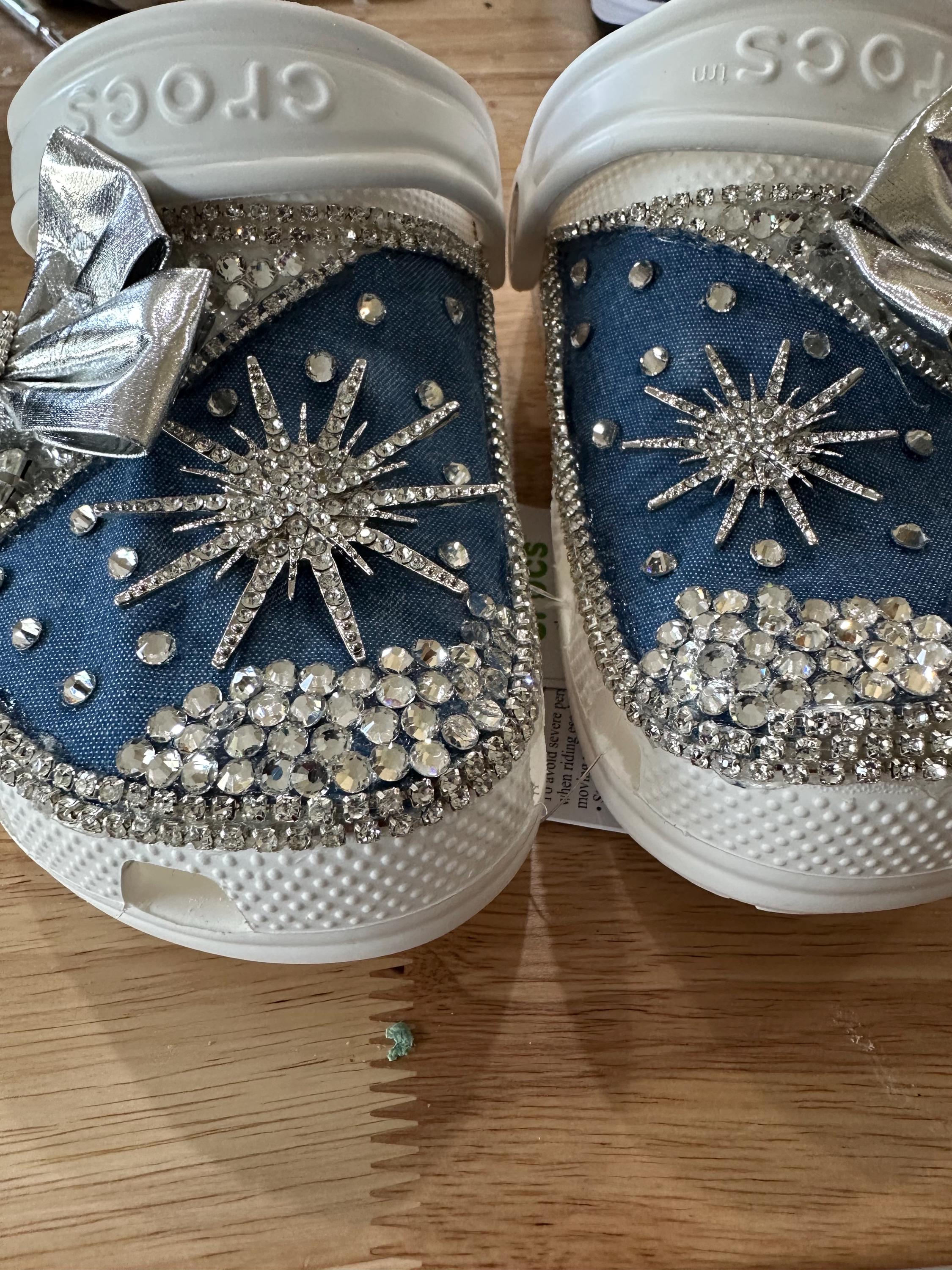 Denim and Diamonds Crocs, Rhinestone Bling Custom Clogs, Bedazzled ...