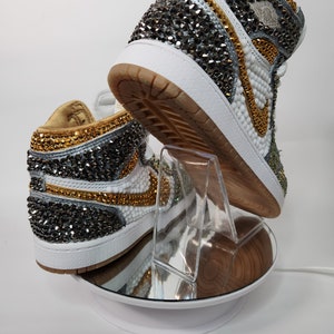 Gold Copper Silver Bling Jordan 1 Mids- Custom Colors, Rhinestone ...
