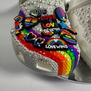Custom Pride Crocs, Luxury Clogs, LGBTQ, Rainbow Crocs, Bedazzled ...