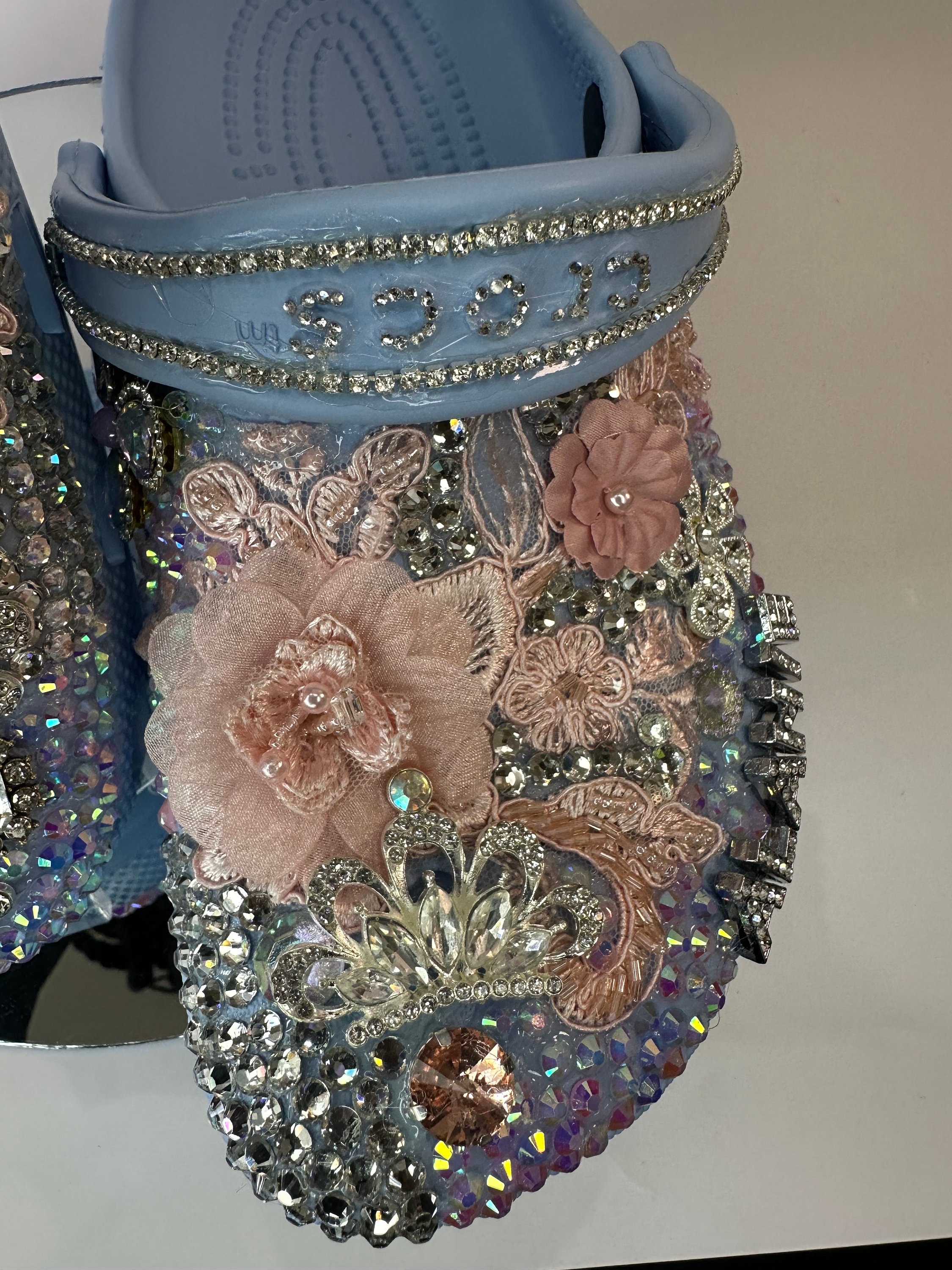 Bling Blue Cinderella Crocs, Custom Rhinestone Luxury Clogs, Custom ...