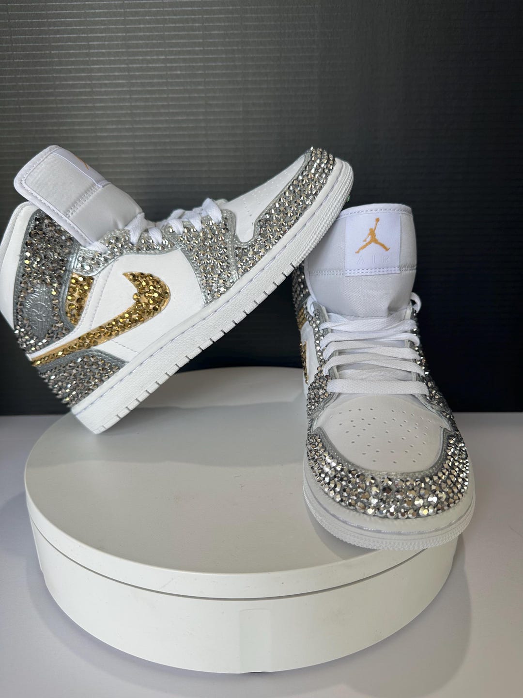 Rhinestone Jordan 1, Custom Bling Sneakers, Bedazzled Nikes, Bat ...
