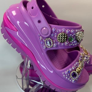 Customized Rhinestone Bling Mega Crush Croc Sandals, Luxury Clogs, Teen ...