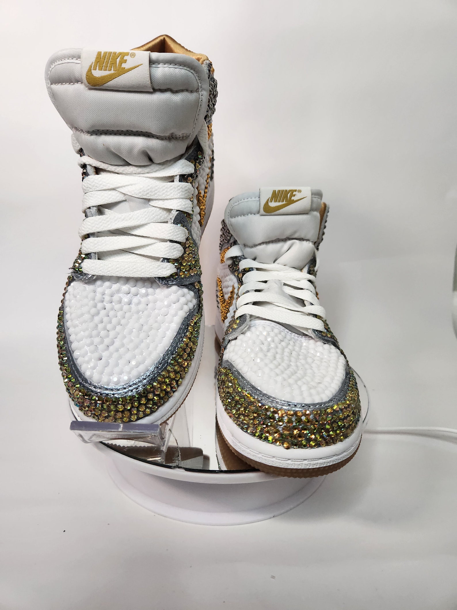 Gold Copper Silver Bling Jordan 1 Mids- Custom Colors, Rhinestone ...